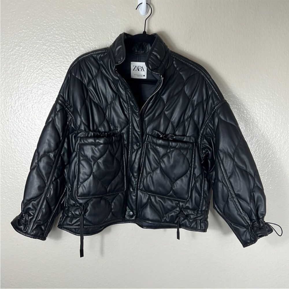 Zara Faux Leather Quilted Jacket Xs - Gem